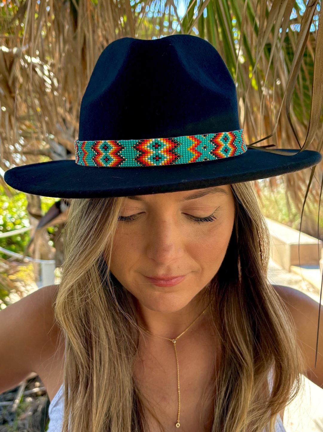 Beaded Western Hat Band: Handmade Mayan Tribal Accessory - Etsy