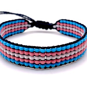 Trans Bracelet, Trans Pride Flag, Transgender Jewelry, LGBTQ Beaded ...