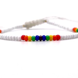 White String Anklet, Rainbow Beaded Ankle Bracelet, Surfer Anklet, Waterproof Anklet, Mens ...