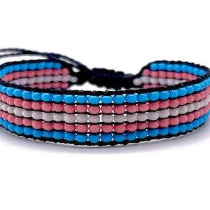 Trans Bracelet, Trans Pride Flag, Transgender Jewelry, LGBTQ Beaded ...