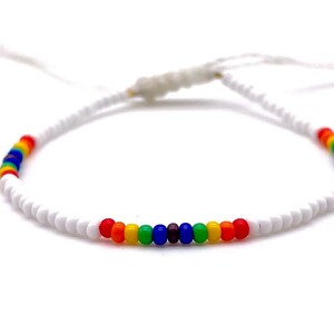 White String Anklet, Rainbow Beaded Ankle Bracelet, Surfer Anklet, Waterproof Anklet, Mens ...
