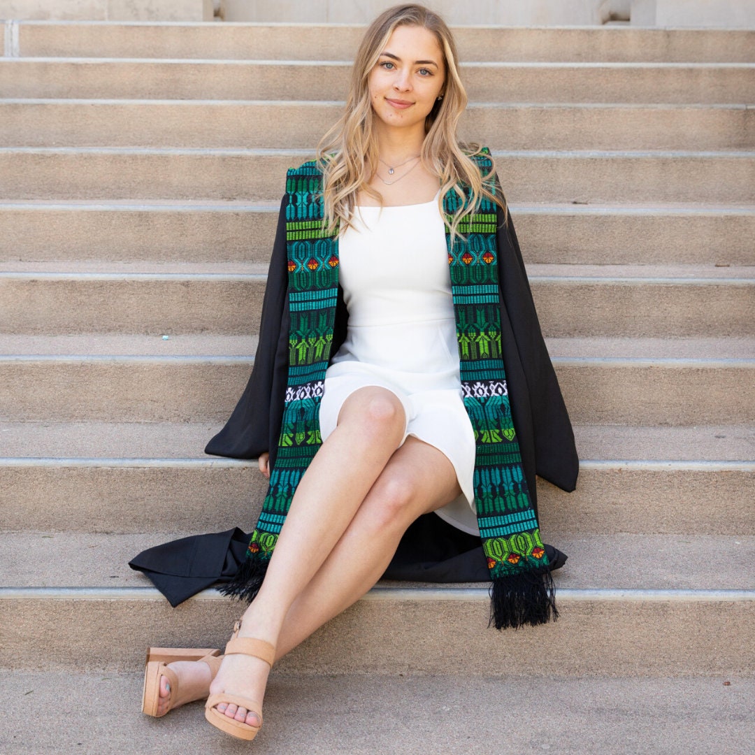 Green Brocaded Guatemala Stole | Mexican Graduation Sash or Clerical ...