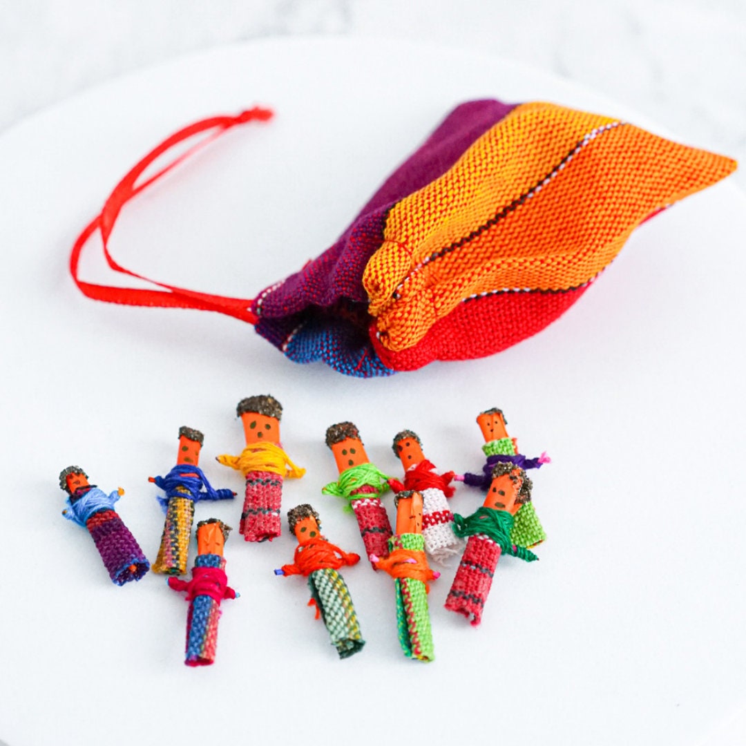 Small Guatemalan Worry Dolls Set of 10 Tiny Friends for Anxiety ...