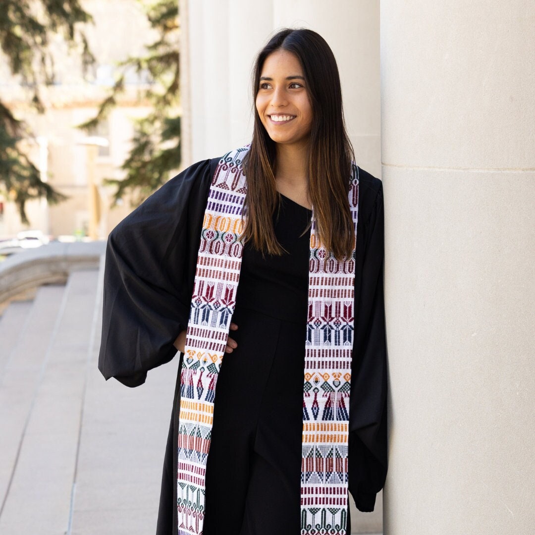 White Graduation Stole | Sash for Graduation | Handmade Guatemala Fair ...