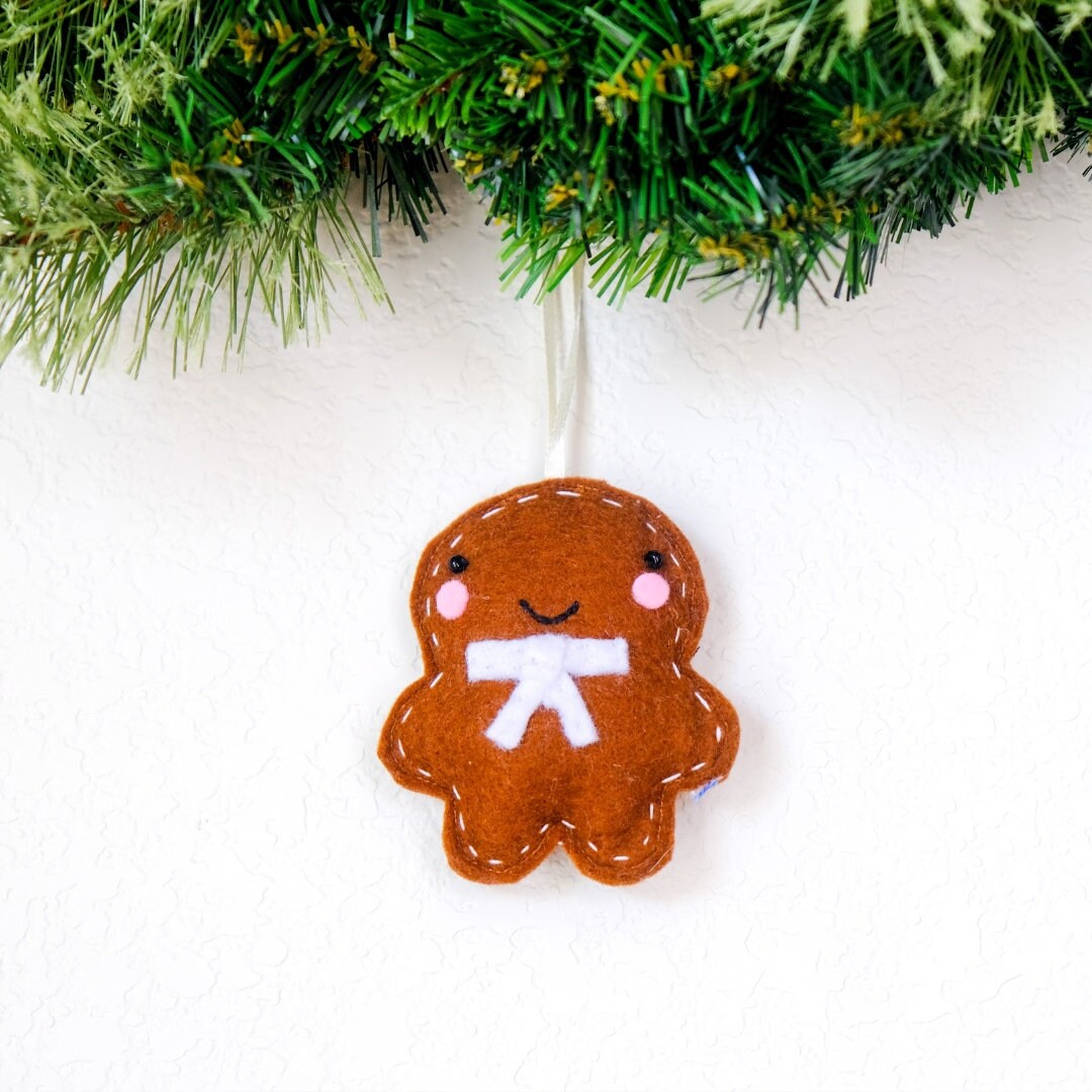 Mini Holiday Felt Gingerbread Ornament | Handmade | Kawaii Chibi Style ...