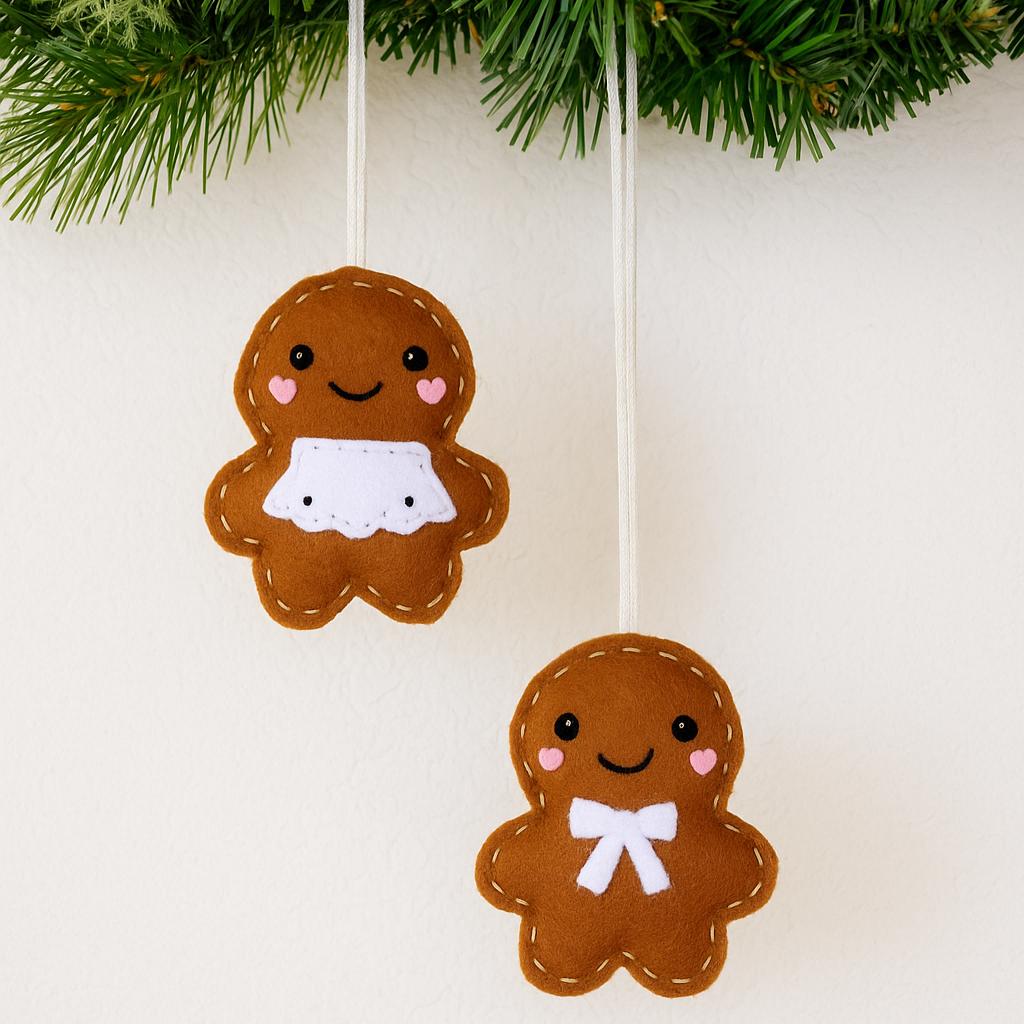 Mini Holiday Felt Gingerbread Ornament | Handmade | Kawaii Chibi Style ...