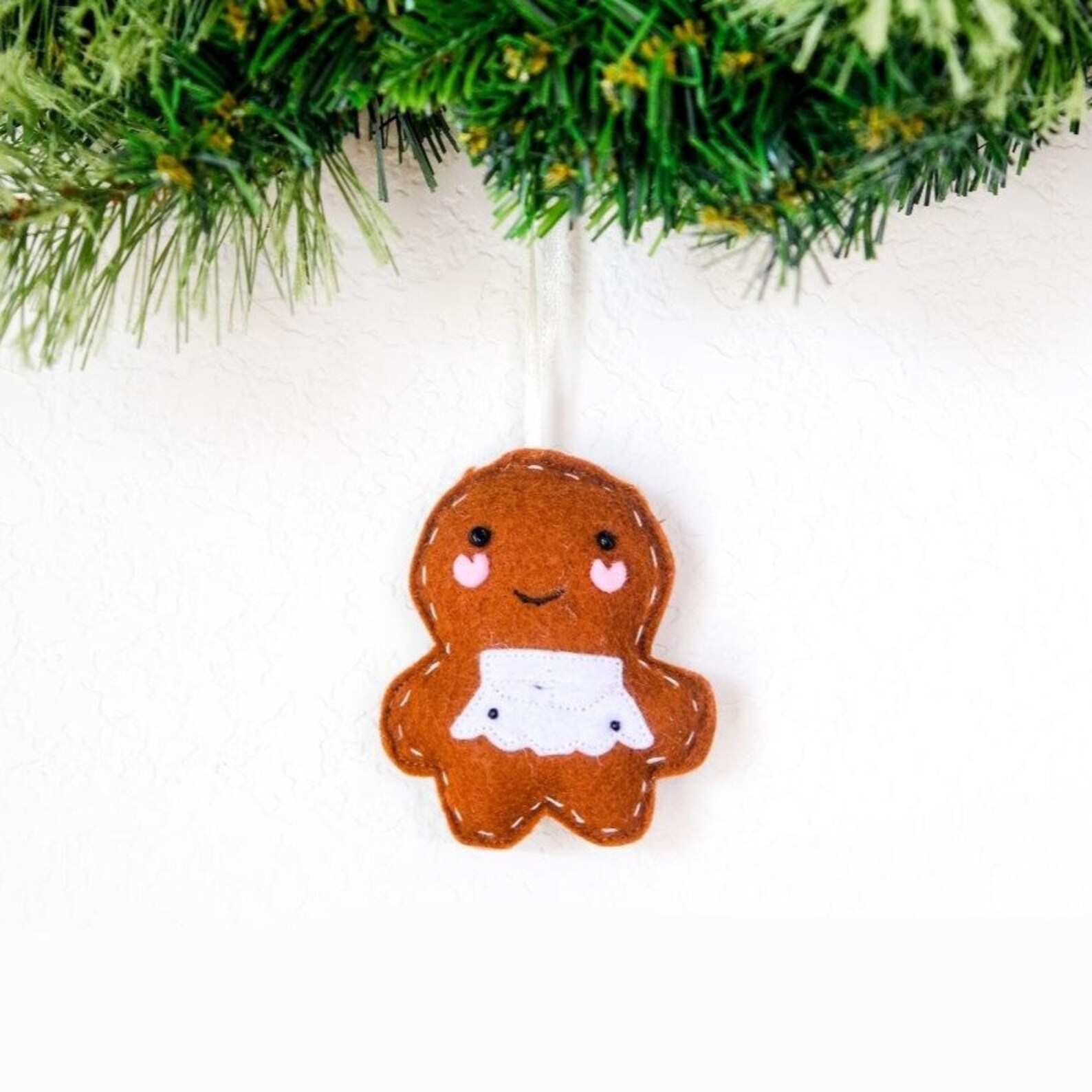 Mini Holiday Felt Gingerbread Ornament | Handmade | Kawaii Chibi Style ...