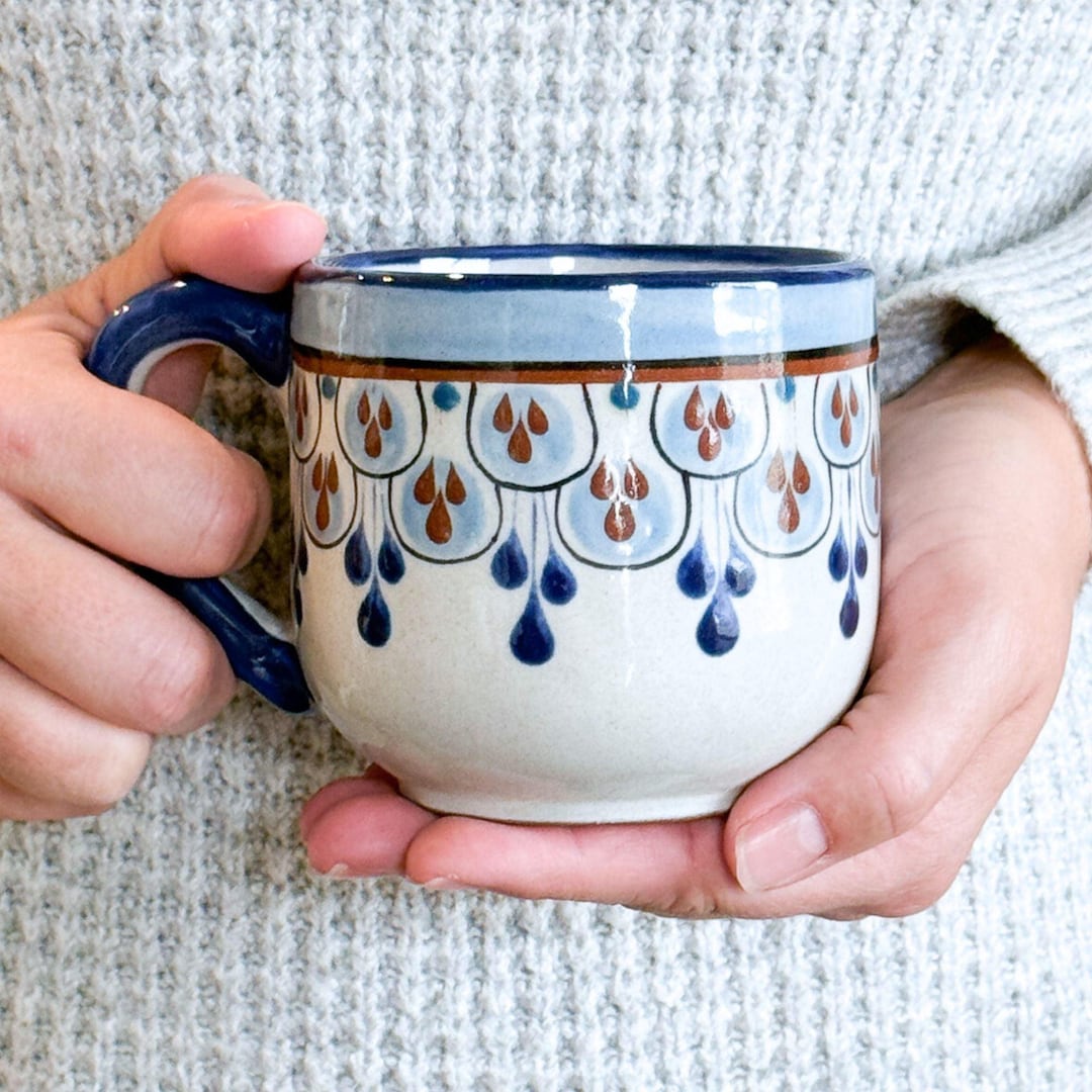 Guatemalan Hand-painted Ceramic Barrel Mug | Unique Coffee Cup ...