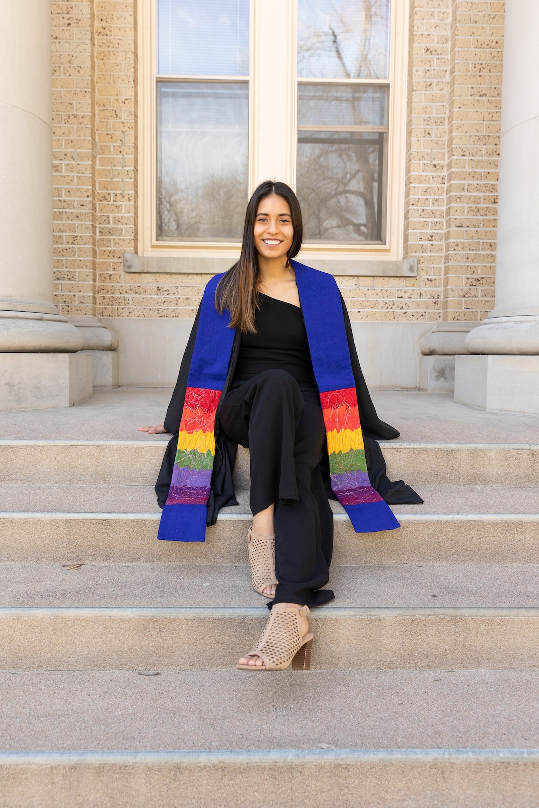 Rainbow Contemporary Clergy Stole | Recycled Fabric Sash Graduation or ...