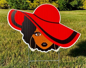 Lady in Red Hat | Etsy