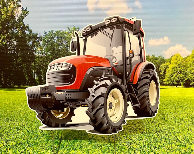 Lawn Sign - Red Tractor - Etsy