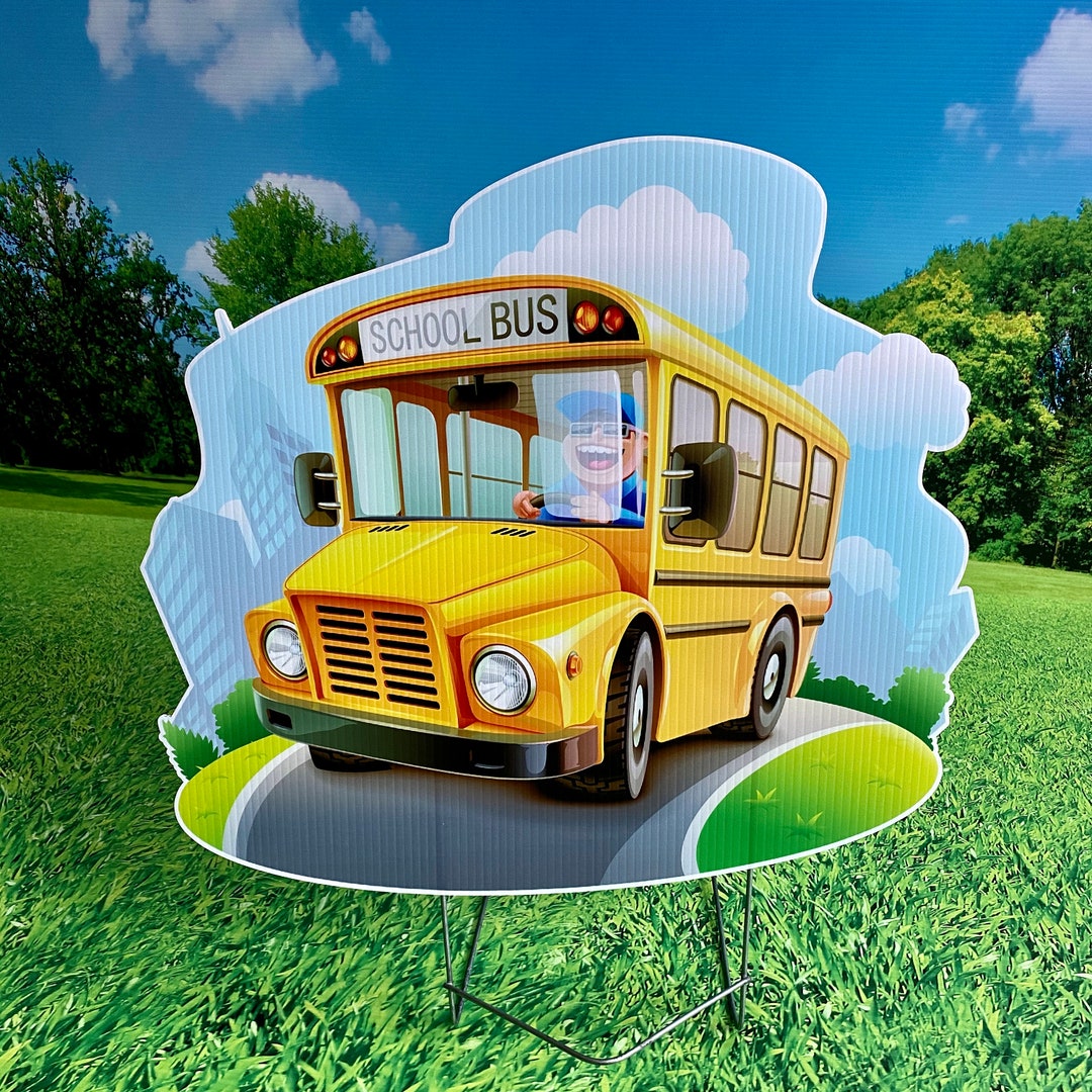 Lawn Sign - School Bus With Driver - Etsy