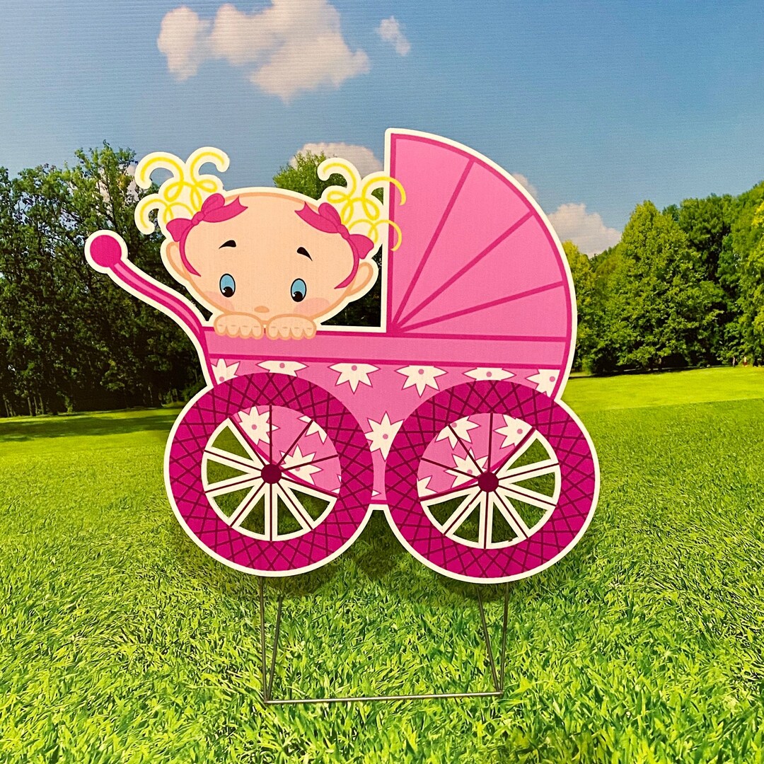 Lawn Sign - Pink Baby Carriage - Etsy