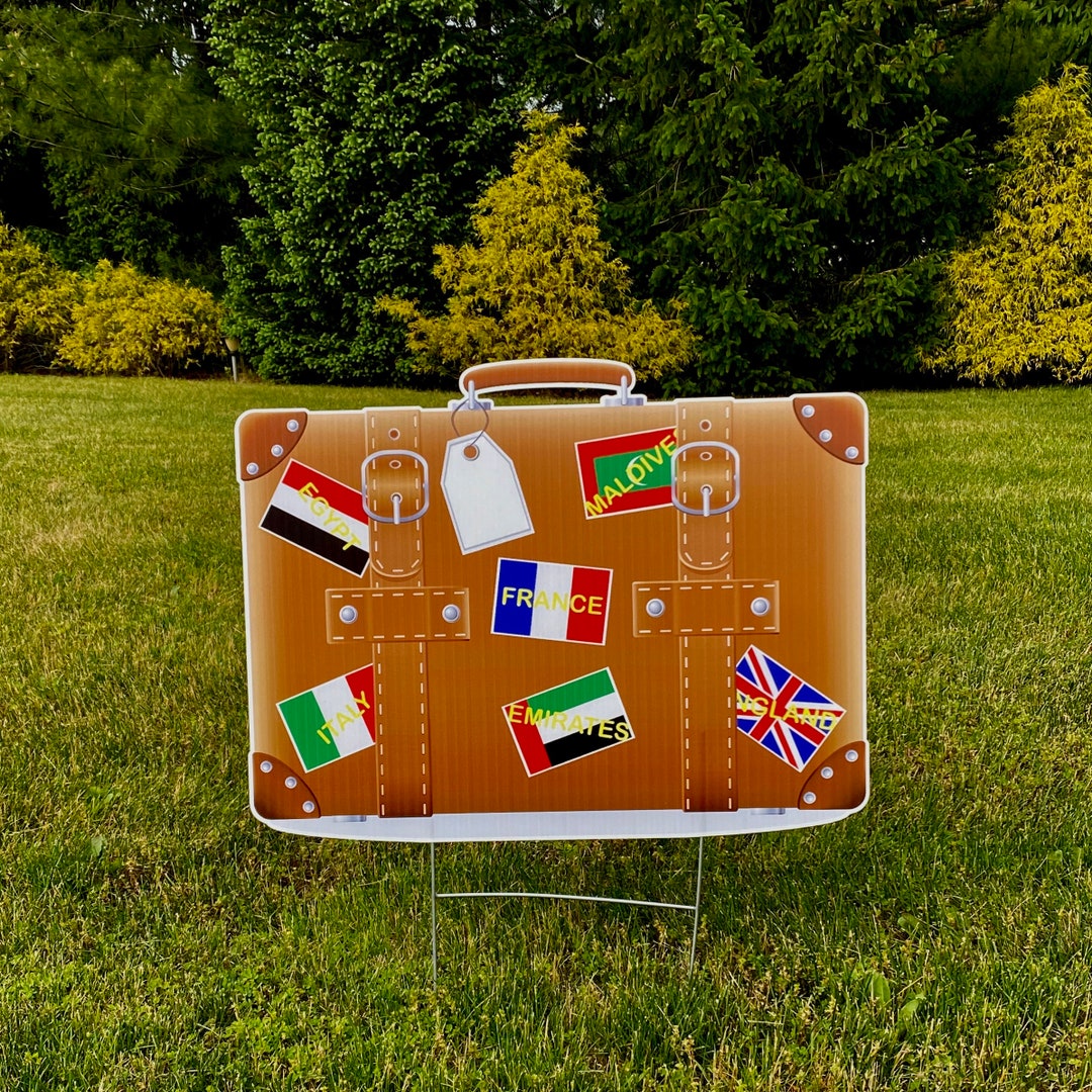 Yard Sign - Suitcase World Traveller - Etsy
