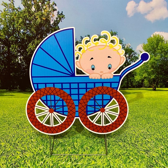 Lawn Sign Blue Baby Carriage - Etsy