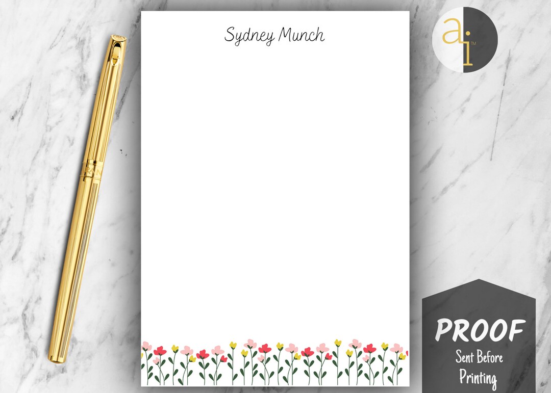 Personalized Flower Notepad | Custom Floral Stationery - Etsy