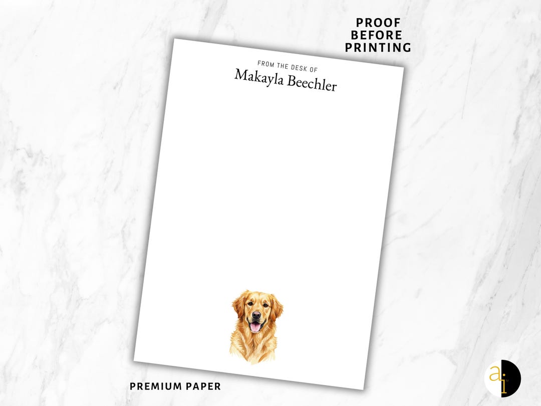 Personalized Golden Retriever Notepad Print | Custom Dog Lover ...