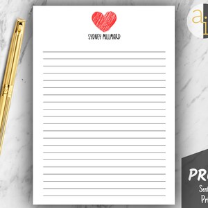 Custom Heart Notepad Personalized Name With Heart Notepad Personalized ...