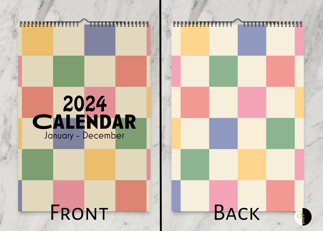 2024 Groovy Grid 12 Month Hanging Wall Calendar 2024 Wall Calendar - Etsy