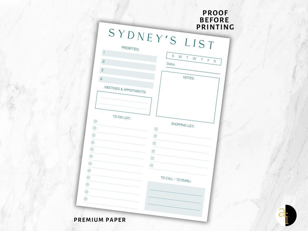 Personalized Daily Planner Notepad | Custom Name to Do List Pad With ...