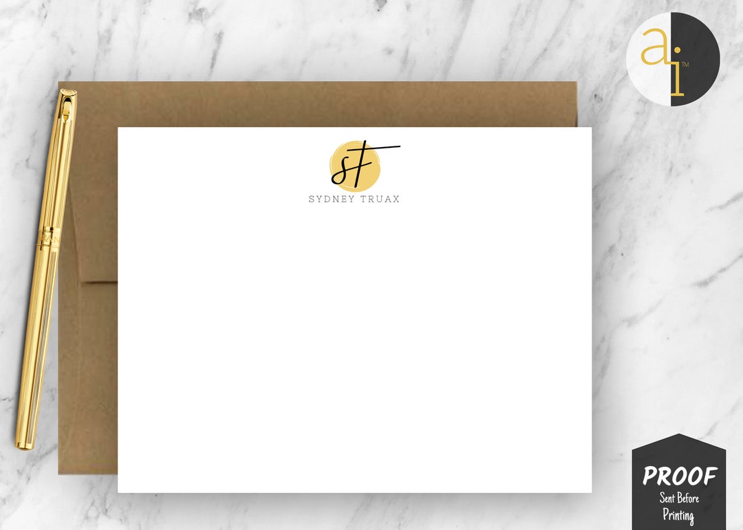 Stationary Note Card and Envelopes Stationary Set With Name and ...