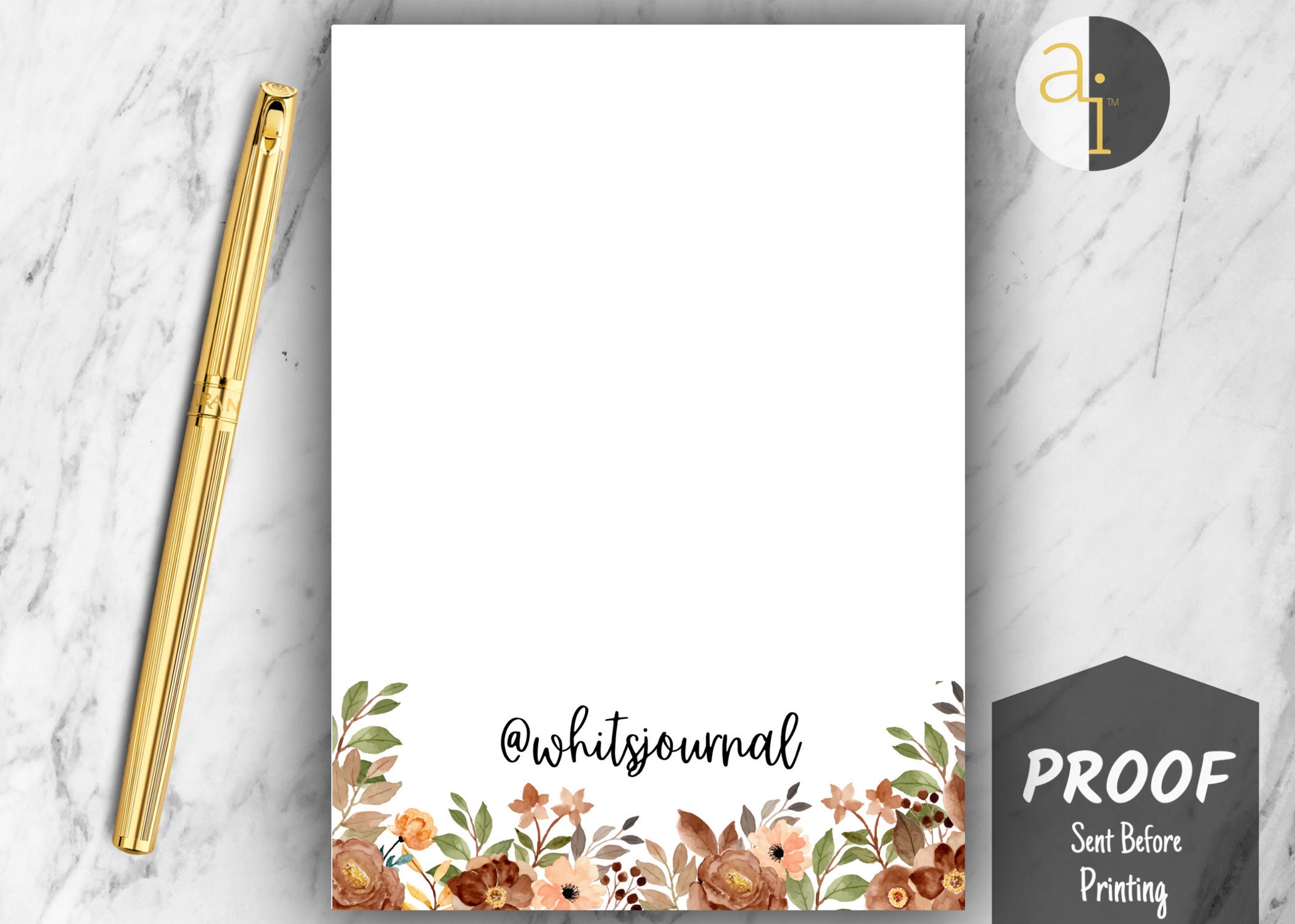 Personalized Flower Notepad Custom Flower Notepad Notepad | Etsy