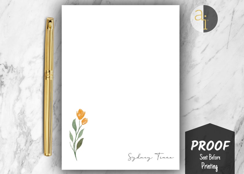 Personalize Flower Notepad Custom Flower Notepad - Etsy