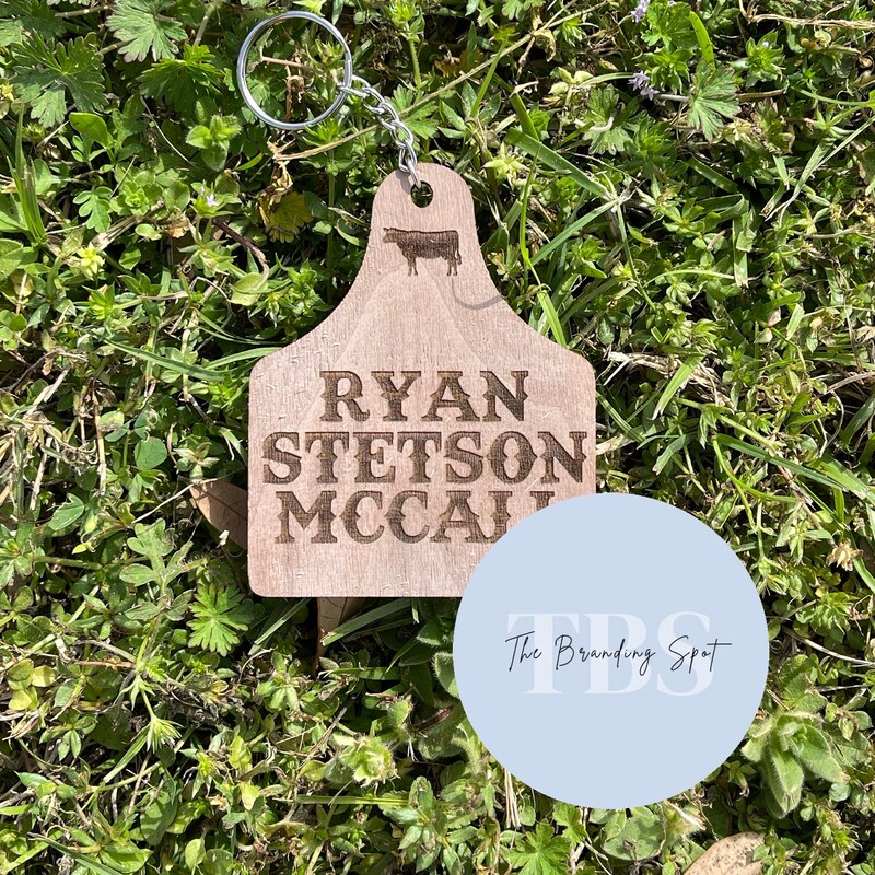 Cow Tag Keychain - Etsy