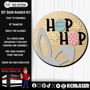 Hop Hop Bunny DIY Door Hanger Kit Easter Laser Cut Birch Plywood Ready ...