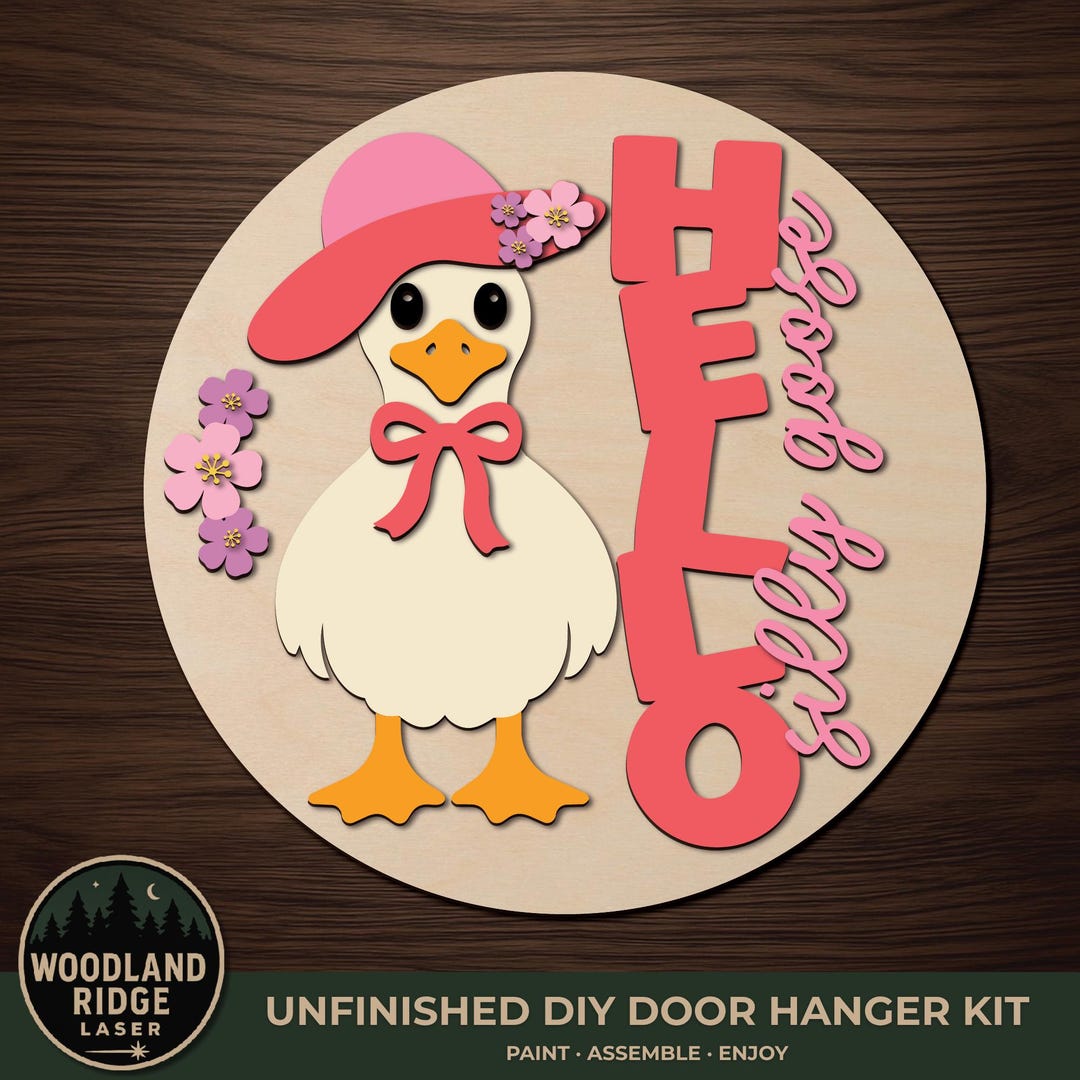 Hello Silly Goose DIY Door Hanger Kit – Round Unfinished Wood Sign - Etsy