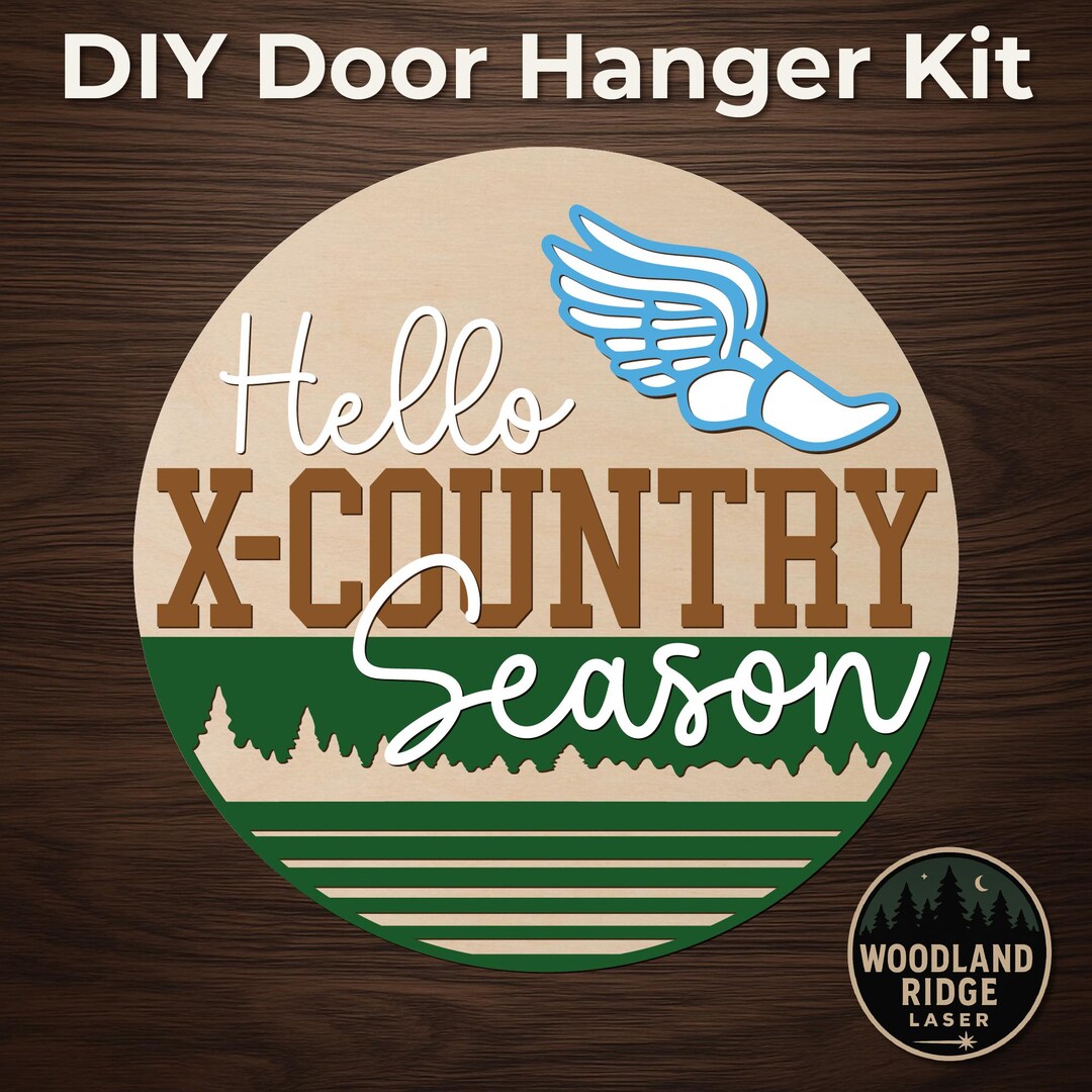 Hello Cross Country Season DIY Door Hanger Kit | Laser Cut Wood Kit - Etsy