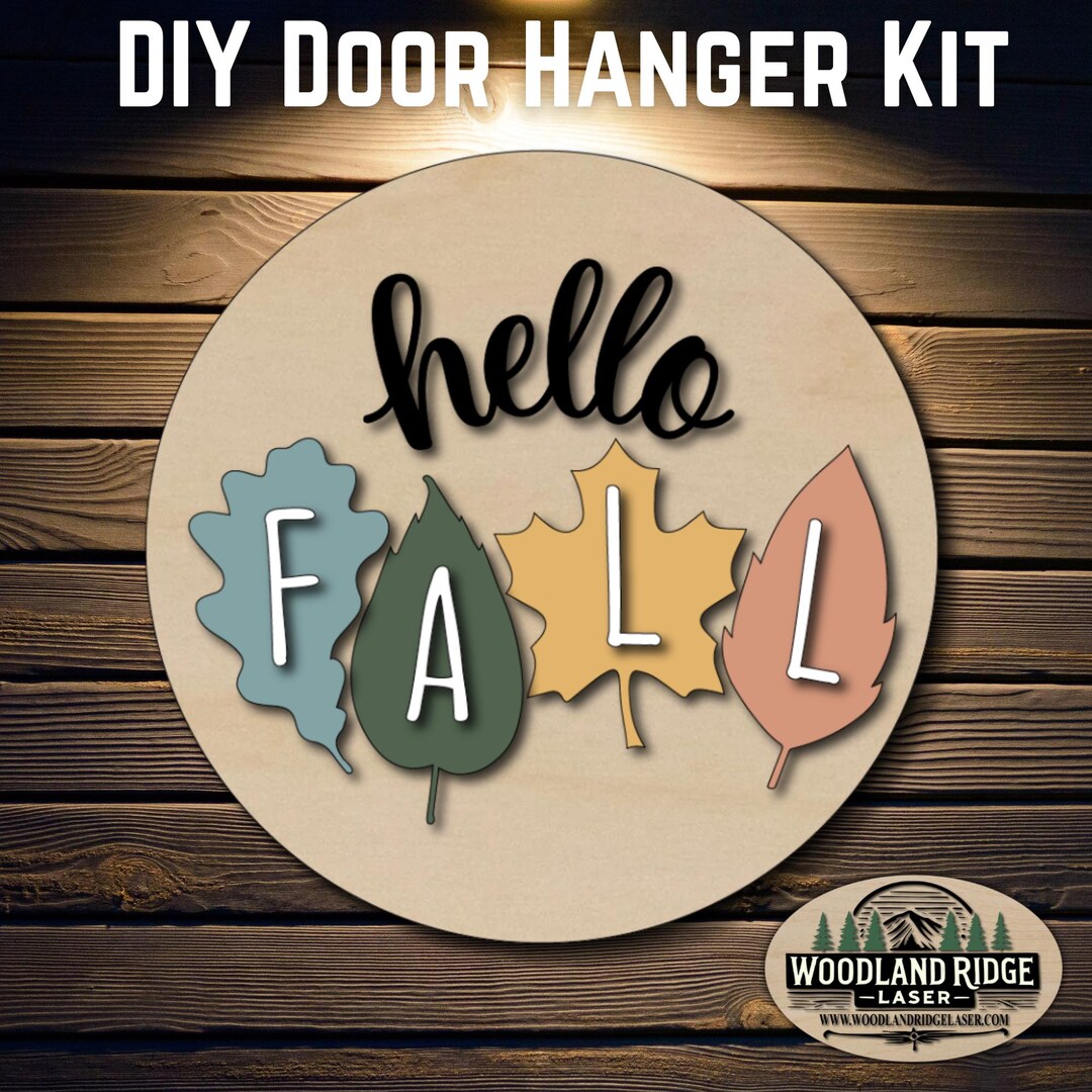Unfinished Wood Round DIY Kit | Hello Fall Door Hanger | Porch Sign ...