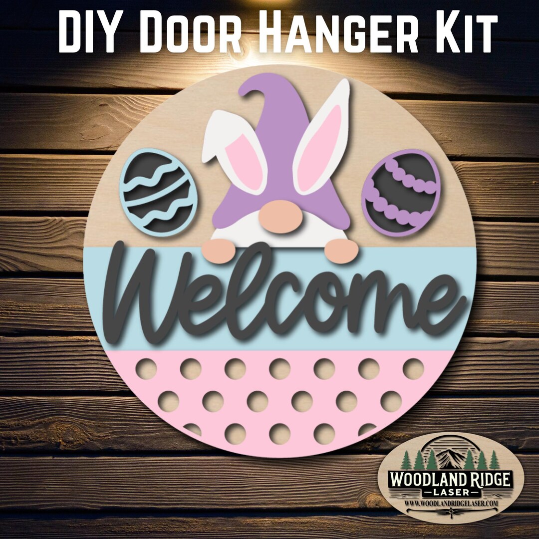 Easter Bunny Gnome DIY Door Hanger Kit | Easter Door Sign | Laser Cut ...