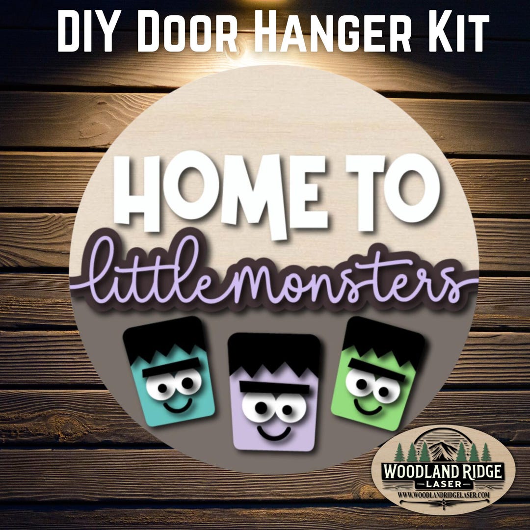 Home to Little Monsters DIY Door Hanger Kit | Halloween Door Sign ...