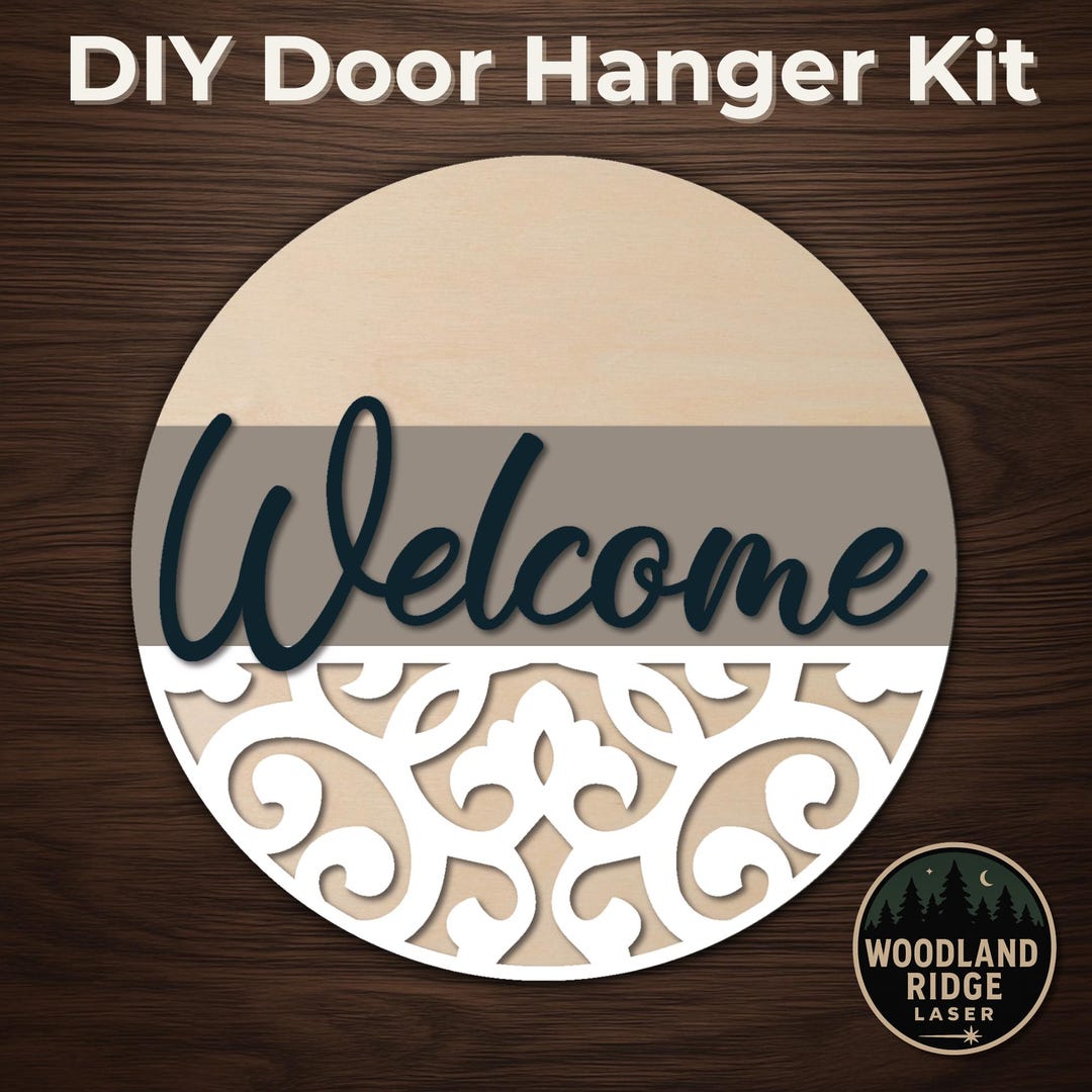 Boho Floral Welcome Door Hanger Kit – Laser Cut Wood Sign - Etsy