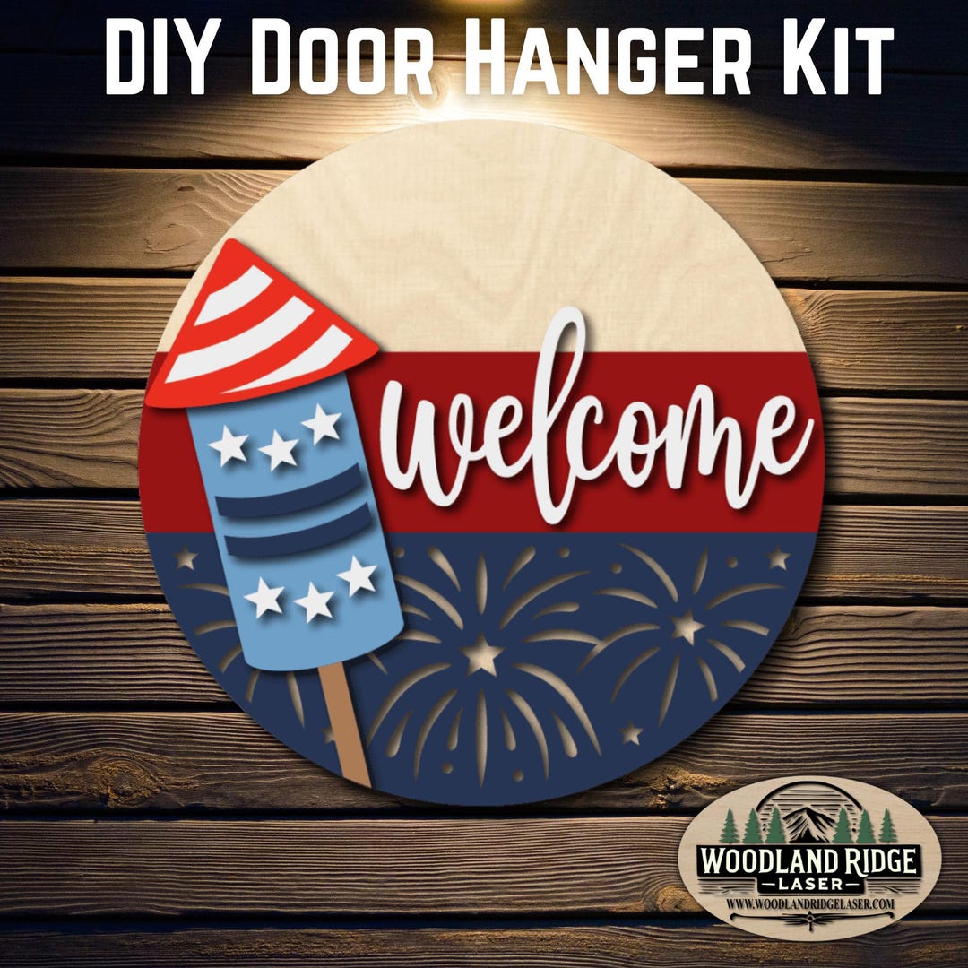 Firecracker Welcome DIY Door Hanger Kit | 4th of July Door Sign | Laser ...