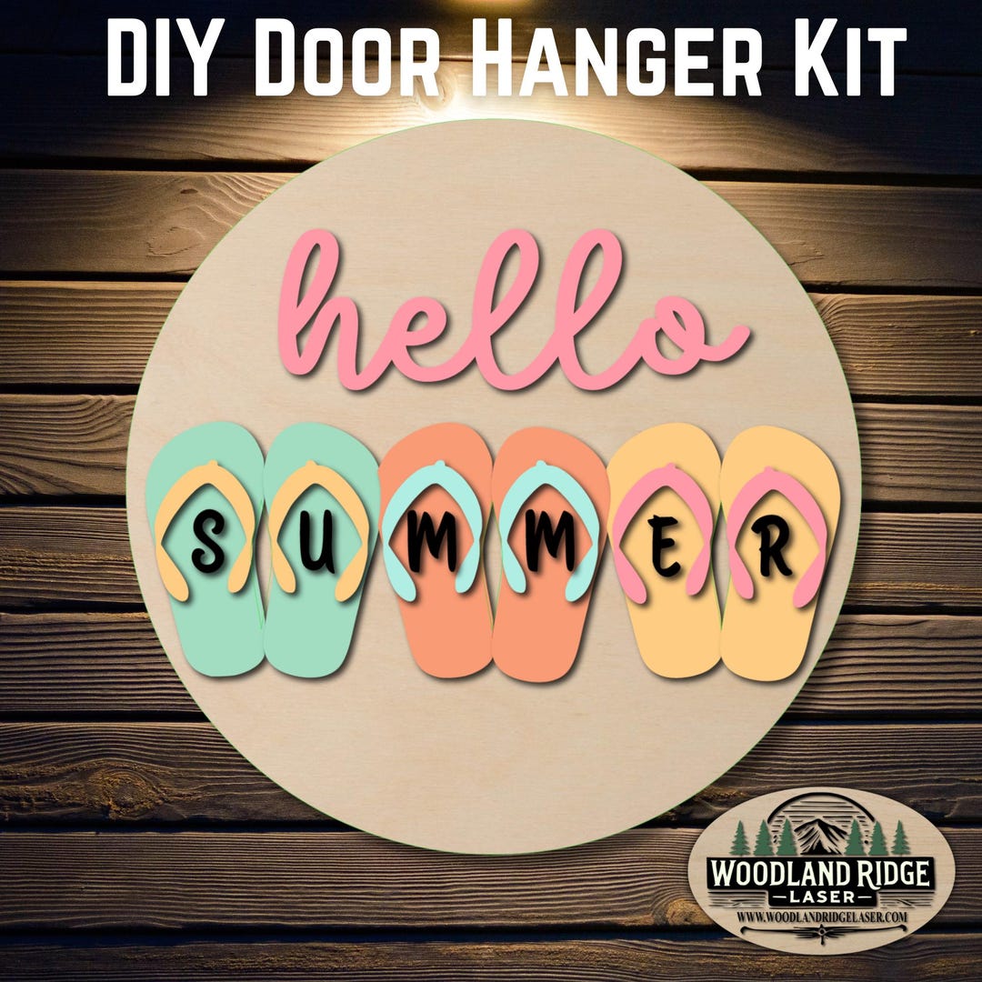 Unfinished Wood Round DIY Kit | Hello Summer Flip Flops Door Hanger ...