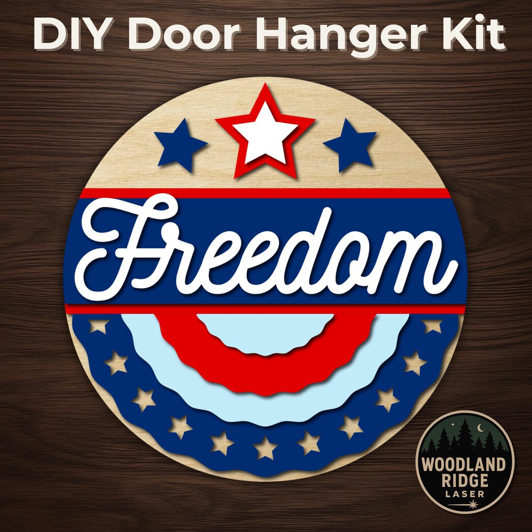 Freedom Bunting DIY Door Hanger Kit – Round Unfinished Wood Sign - Etsy