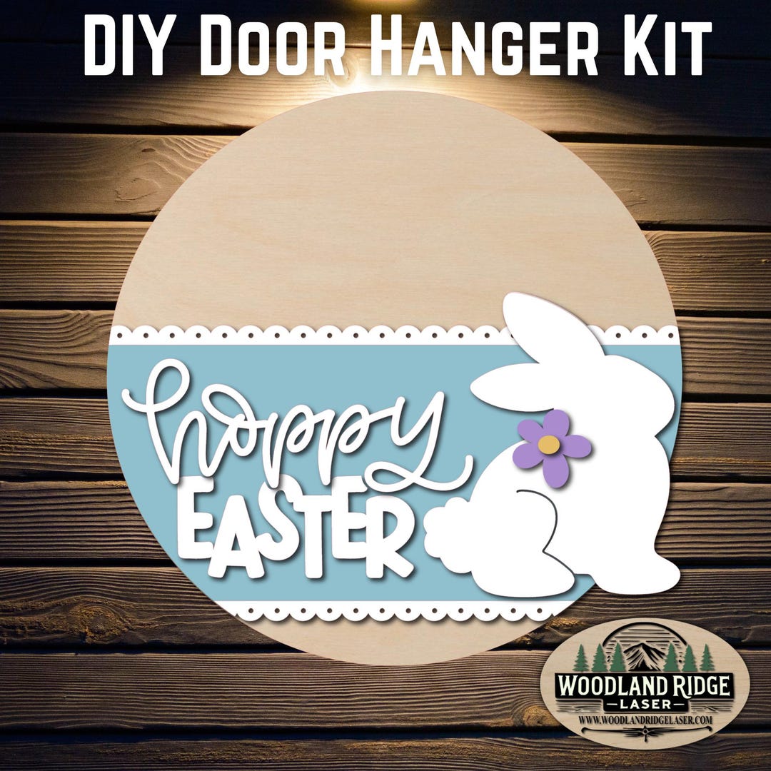 Hoppy Easter DIY Door Hanger Kit | Easter Bunny Door Sign | Laser Cut ...