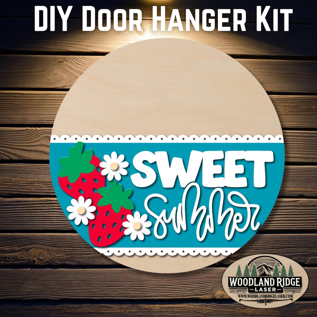 Unfinished Wood Round DIY Kit | Sweet Summer Strawberry DIY Door Hanger ...