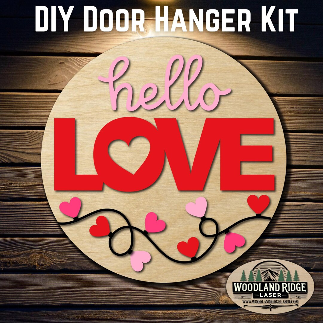 Hello Love Lights DIY Door Hanger Kit | Valentines Day Door Sign ...