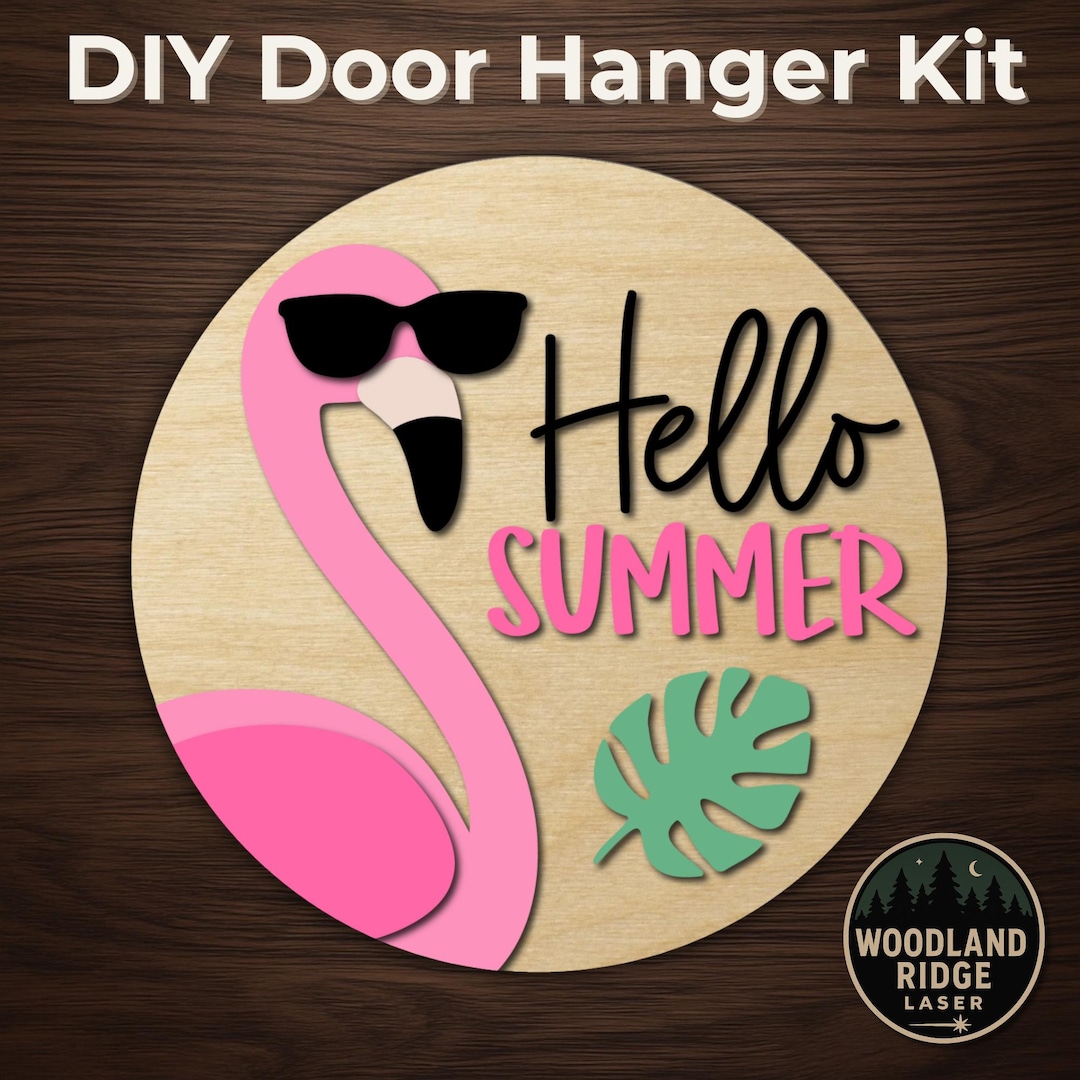 Flamingo Hello Summer Door Hanger Kit – Laser Cut Wood Sign - Etsy