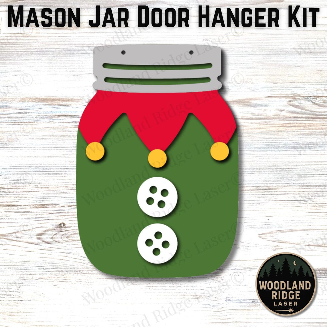Elf Outfit Mason Jar DIY Door Hanger Kit | Christmas Elf Sign | Laser ...