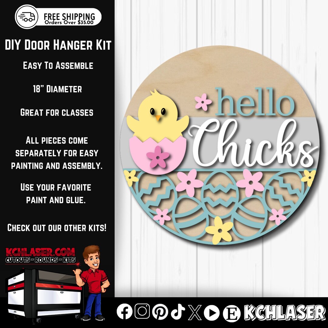Hello Chicks DIY Door Hanger Kit - Etsy