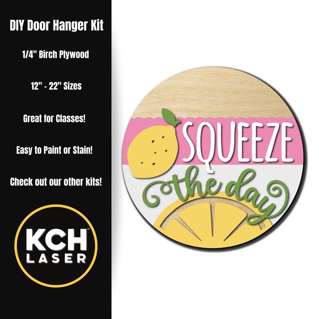 Squeeze the Day DIY Door Hanger Kit Lemon Laser Cut Birch Plywood Ready ...