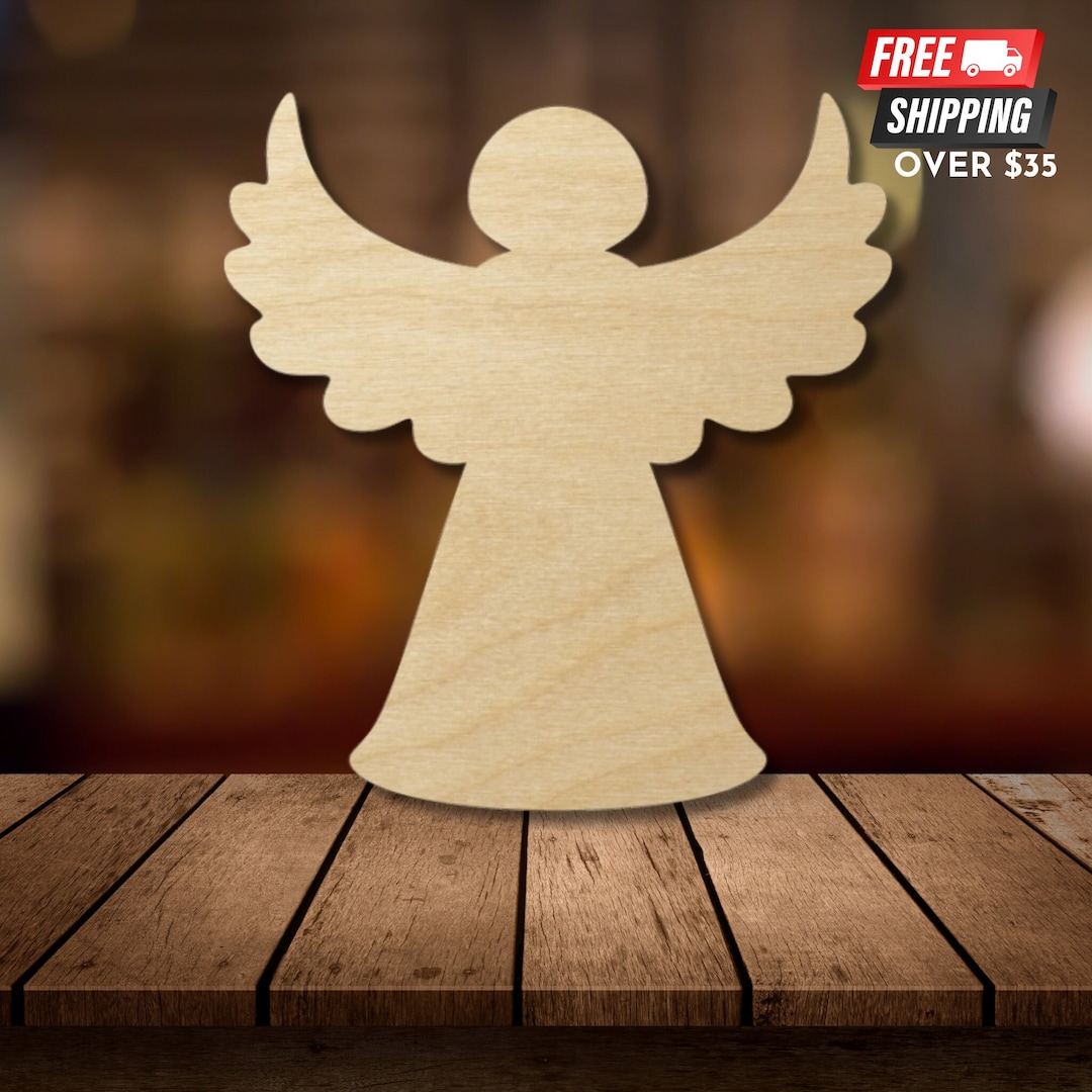 Laser Cut Angel Wood Cutout Birch Plywood Ready to Paint or Stain ...
