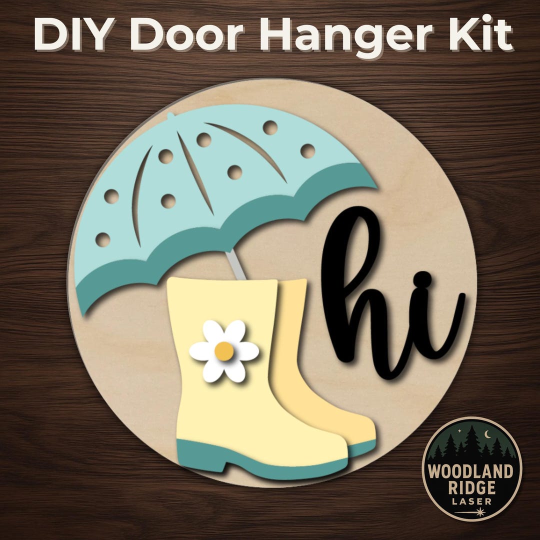 Rain Boots “hi” Door Hanger Kit – Laser Cut Wood Sign - Etsy