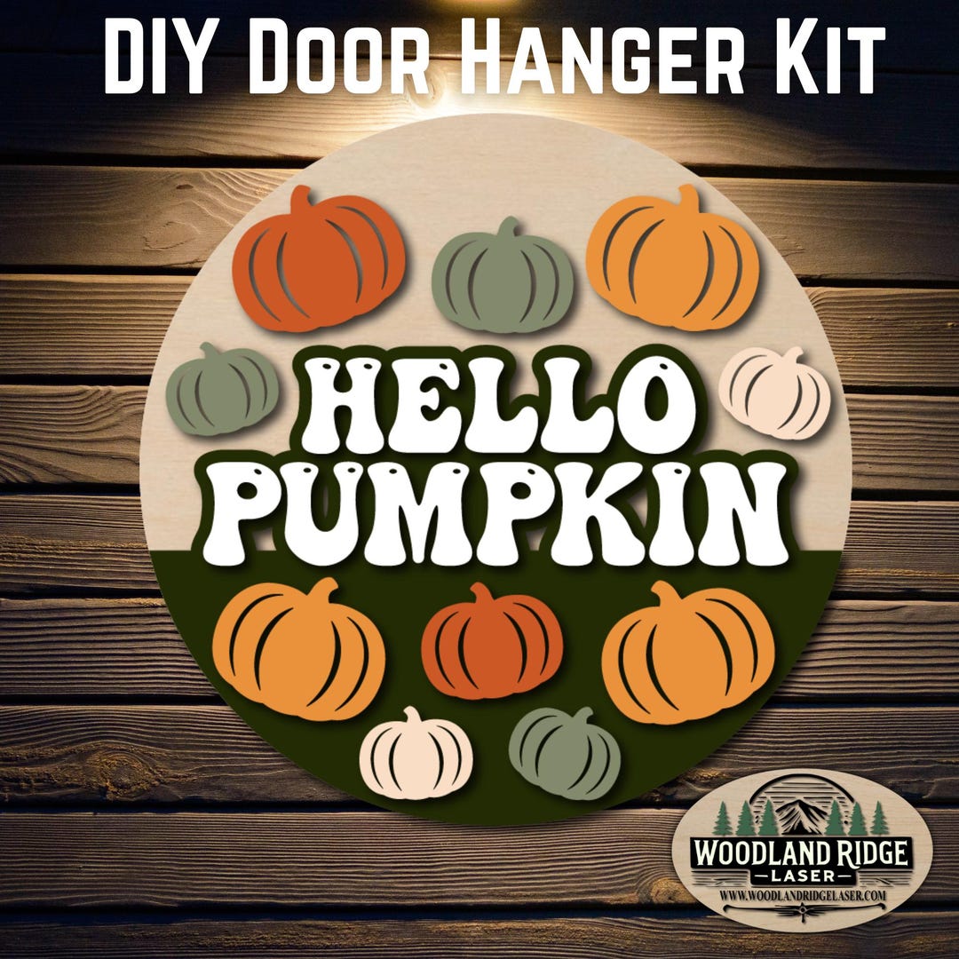 Retro Hello Pumpkin DIY Door Hanger Kit | Autumn Please DIY Door Hanger ...