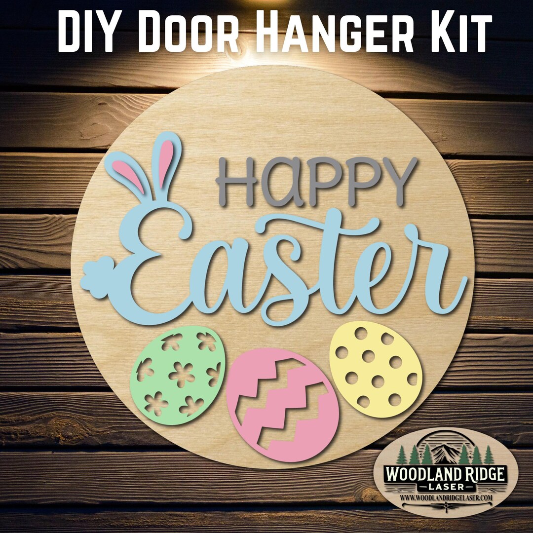 Happy Easter Eggs DIY Door Hanger Kit | Easter Egg Door Sign | Laser ...