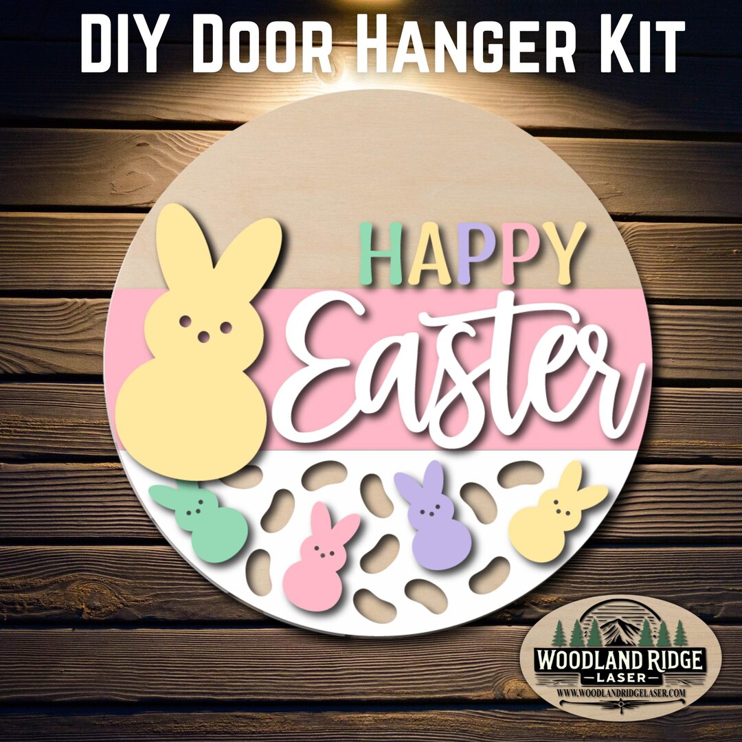 Happy Easter Bunny Jelly Bean DIY Door Hanger Kit | Easter Door Sign ...